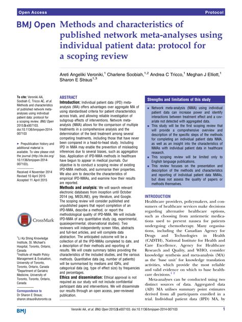 Pdf Methods And Characteristics Of Published Network Meta Analyses