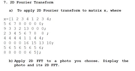 solved 7 2d fourier transform a to apply 2d fourier
