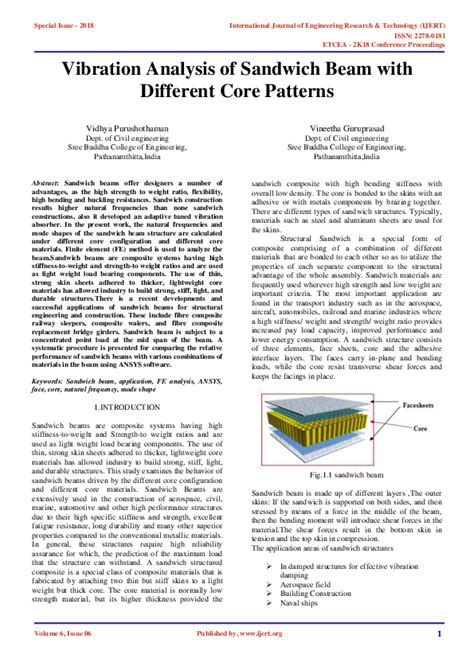 Pdf Vibration Analysis Of Sandwich Beam With Different Core Patterns