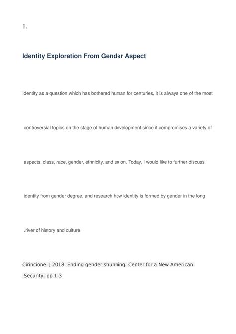 Annotated Bibliography Assignment 1 1 Identity Exploration From Gender Aspect Identity As A