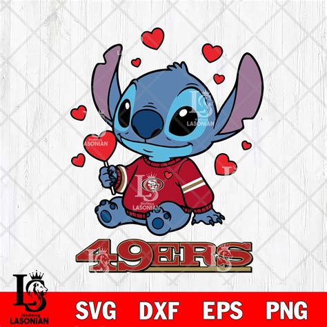 San Francisco 49ers Stitch Valentine Cute Digital Download Nfl Svg Dxf