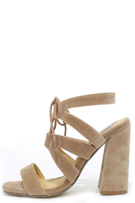 Stylish Nude Heels Lace Up Heels Vegan Suede Heels 3700 Lulus