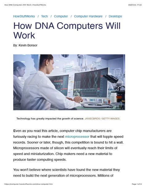 How Dna Computers Will Work Pdf Logic Gate Microprocessor