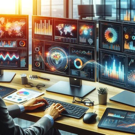 Business Professionals Analyzing Realtime Data And Interactive Visual Dashboards Premium Ai