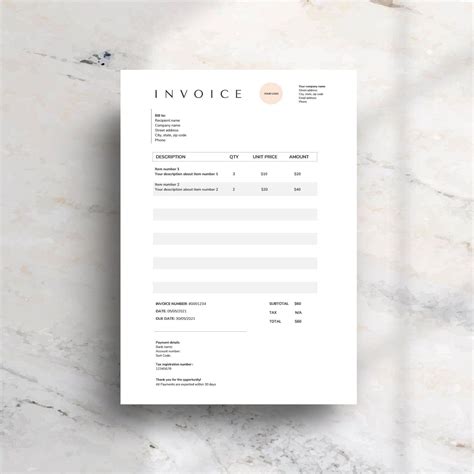 Invoice Template Word Invoicing Templates Personalized Items Words Etsy Stencils Vorlage