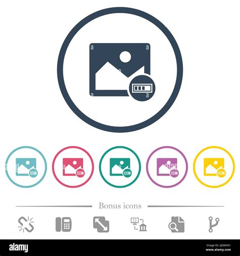 Image Processing Flat Color Icons In Round Outlines 6 Bonus Icons Included Stock Vector Image