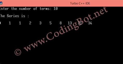 C Program To Generate Fibonacci Series Coding Bot