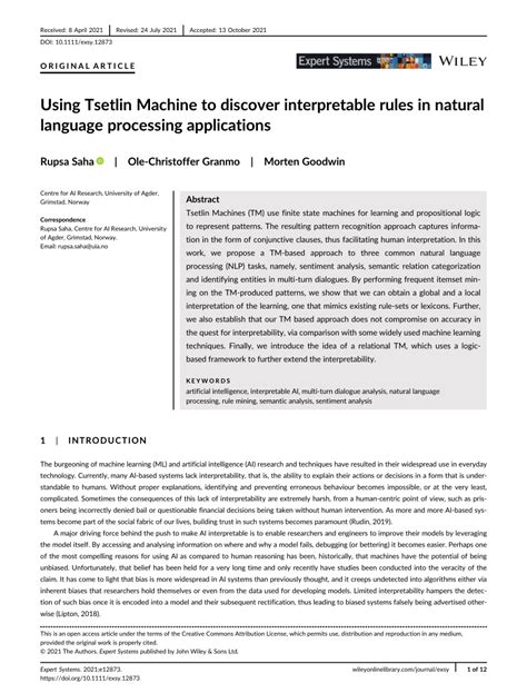 Pdf Using Tsetlin Machine To Discover Interpretable Rules In Natural Language Processing
