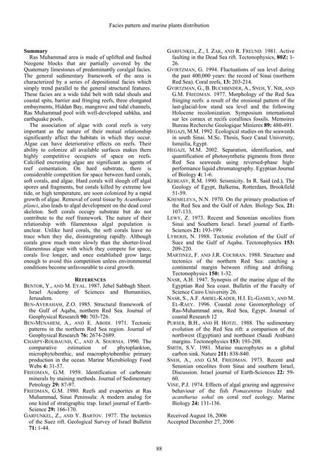 Depositional Environments Facies Pattern And Marine Plants Distribution In Ras Muhammad Area