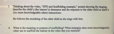 Get Answer 3 Thinking About The Video “zpd And Scaffolding