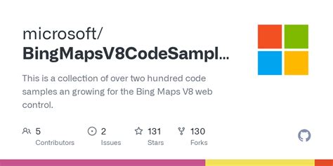 GitHub Microsoft BingMapsV CodeSamples This Is A Collection Of Over Two Hundred Code Samples