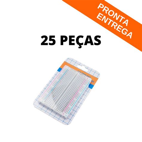 Kit 25 Peças Placa Protoboard BreadBoard 400 Pontos Furos 8 3x5 5 cm Placas Achei