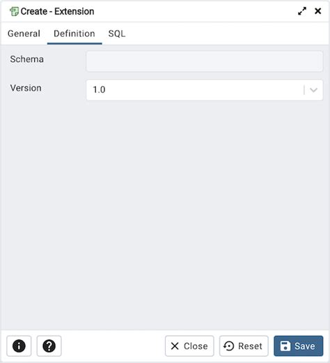 Extension Dialog — Pgadmin 4 621 Documentation