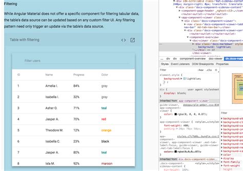 Table Filtering Placeholder Text Is Not Showing When Changing Theme Issue Angular