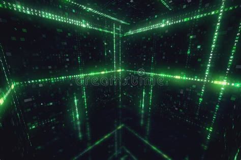 Rotating Cube With Hexadecimal Machine Code Abstract Technological