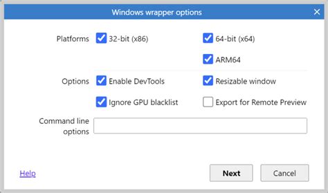 Windows Wrapper Options Dialog Construct 3 Documentation