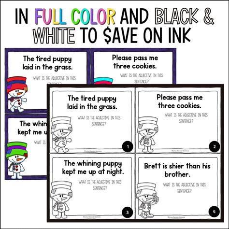 Winter Adjectives Task Cards Curious Classroom Adventures