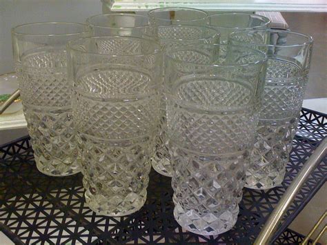 8 Vintage Pressed Glass Drinking Glasses Cut Glasses By Pinktique
