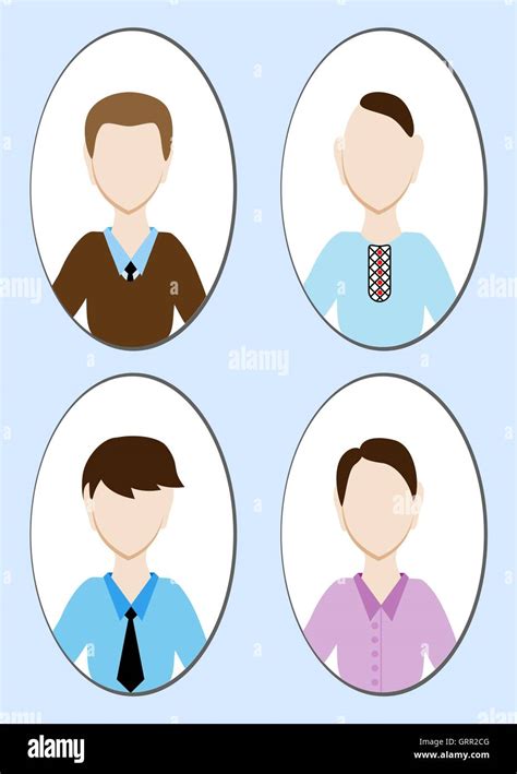 Cartoon Illustration Of A Handsome Young Man With Various Hair Style