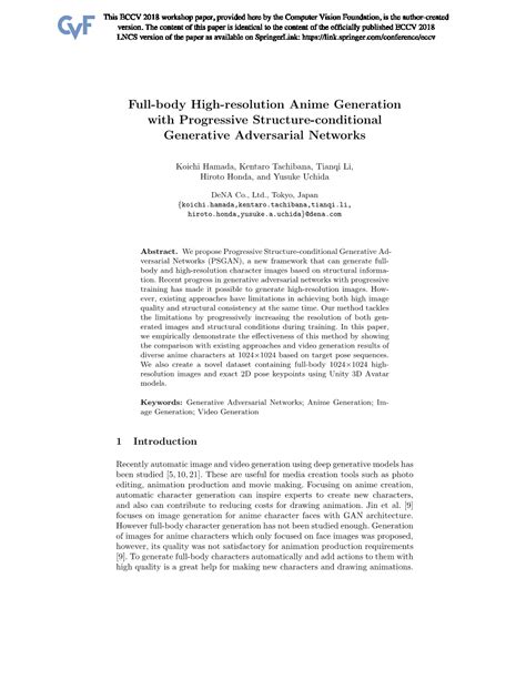 Full Body High Resolution Anime Generation With Progressive Structure Conditional Generative