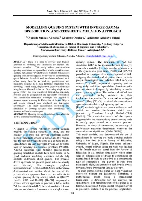 Pdf Modelling Queuing System With Inverse Gamma Distribution A