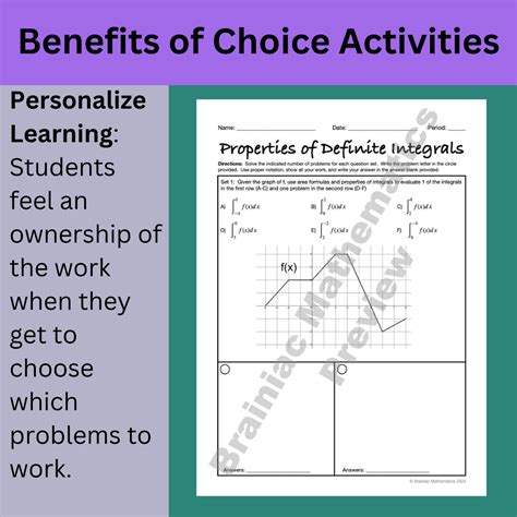 integration technique choice activity workbook for calculus 1 and ap