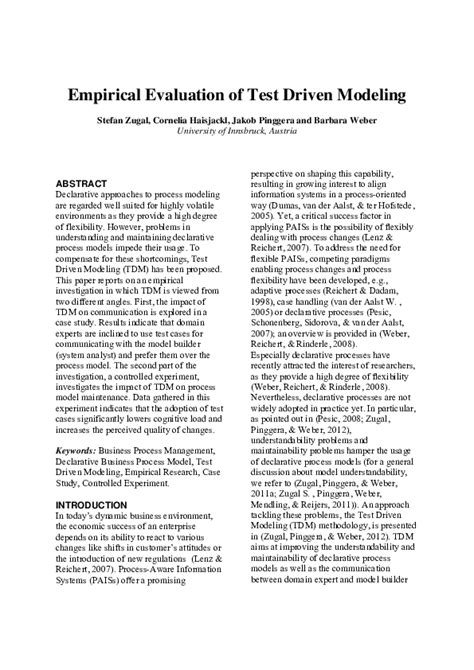 Pdf Empirical Evaluation Of Test Driven Modeling