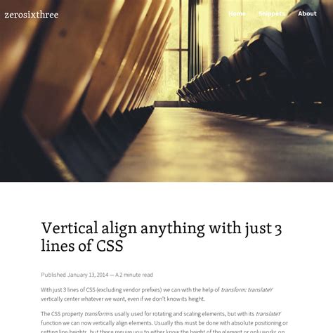 Vertical Align Anything With Just 3 Lines Of Css Zerosixthree Vertical Css Alignment