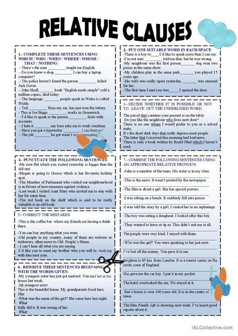 Relative Clauses General Gramma English ESL Worksheets Pdf Doc