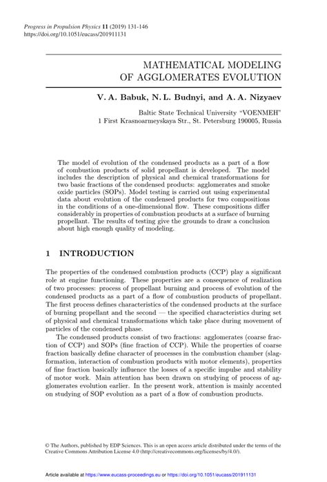 Pdf Mathematical Modeling Of Agglomerates Evolution
