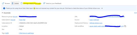 Azure Static WebApp Is It Possible To Change The Repository After Creating The Web App