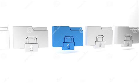 Blue Folder And Lock Icon Isolated On White Background Closed Folder And Padlock Stock