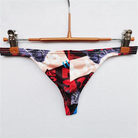 Fashion Print Mens G Strings 5pcs Set Rainbow Thongs