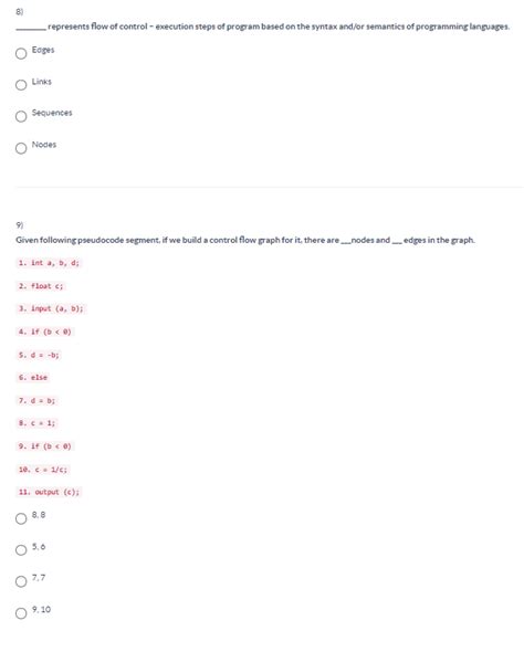 Solved 8 Represents Flow Of Control Execution Steps Of