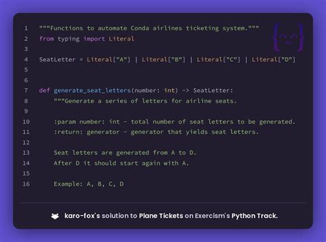 Karo Foxs Solution For Plane Tickets In Python On Exercism