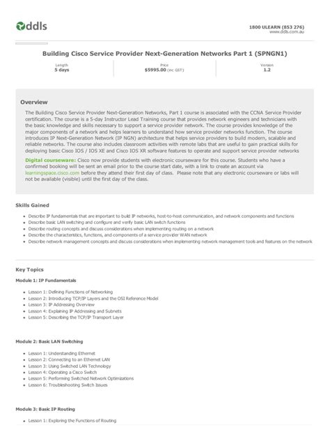 Building Cisco Service Provider Nextgeneration Networks Part 1 Spngn1 Pdf Ip Address