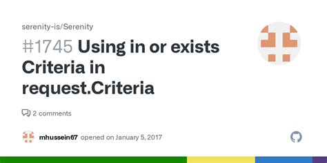 Using In Or Exists Criteria In Requestcriteria · Issue 1745 · Serenity Isserenity · Github