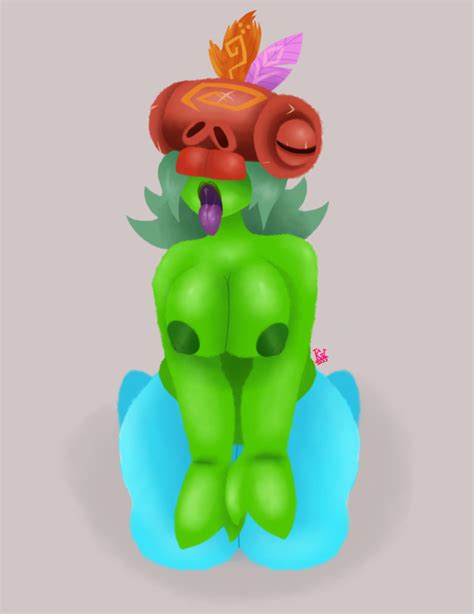 Rule 34 Big Breasts Blue Skin Green Skin Mask On Head Masked Female Monster Girl My Singing