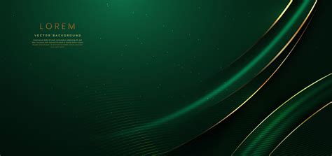 추상 3d 골드 곡선 녹색 리본은 짙은 녹색 배경에 조명 효과가 있고 텍스트용 복사 공간이 있는 반짝입니다 배경 주제에 대한 스톡 벡터 아트 및 기타 이미지 Istock
