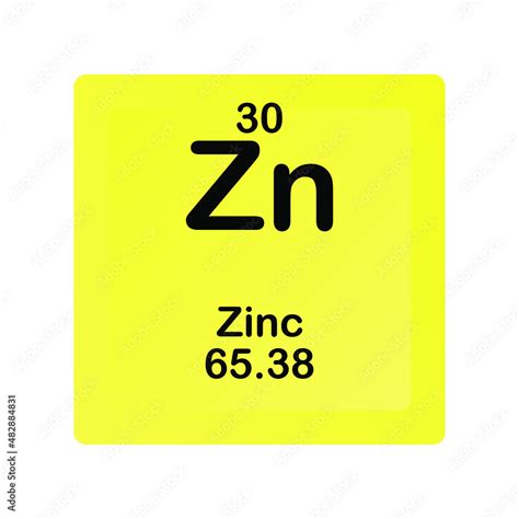 Zinc Zn Chemical Element Vector Illustration Diagram With Atomic Number And Mass Simple Flat
