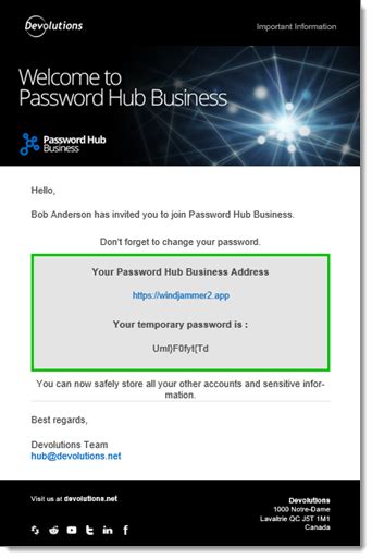 Expérience Dinvitation De Lutilisateur Final Dans Devolutions Hub Business Documentation