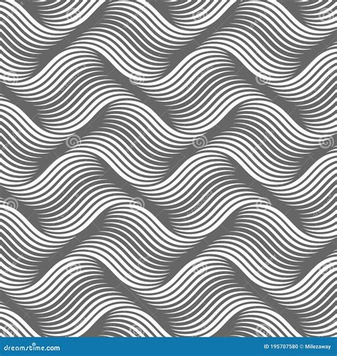 Vector Pattern With Geometric Waves Endless Stylish Texture Ripple Monochrome Background Stock