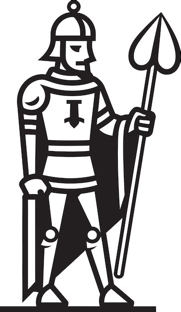 Premium Vector Mighty Sentinel Shield And Spear Vector Character