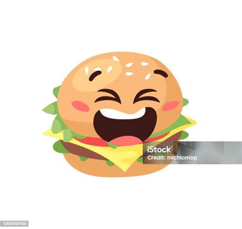 손으로 그린 만화 일러스트 버거 이모티콘 패스트 푸드 벡터 드로잉 험버거 이모티콘 맛있는 이미지 식사 플랫 스타일 컬렉션 미국 요리 건강에 좋지 않은 음식에 대한 스톡 벡터