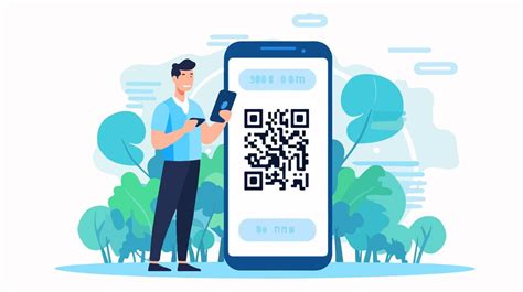 Digital Scanning Technology Concept Young Man Scanning Qr Code With