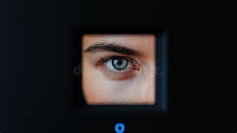 Close Up Of A Human Eye In A Futuristic Iris Scanner Advanced Biometric Identification Modern