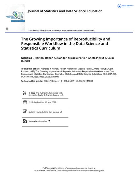 Pdf The Growing Importance Of Reproducibility And Responsible