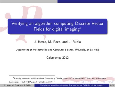 Ppt Verifying An Algorithm Computing Discrete Vector Fields For