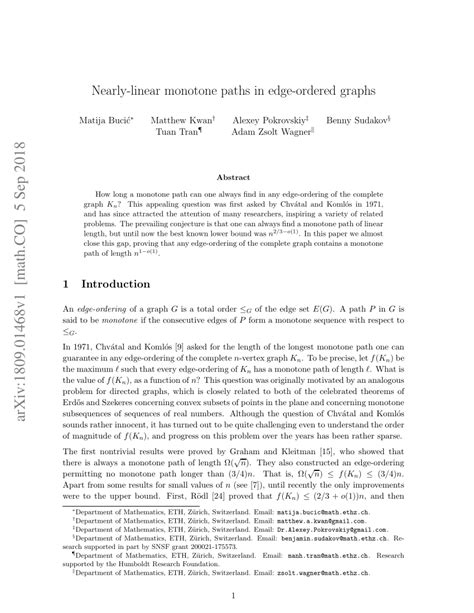 Pdf Nearly Linear Monotone Paths In Edge Ordered Graphs