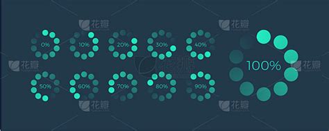 未来的进度加载条。的一组指标。下载进度，网页设计模板，界面上传。